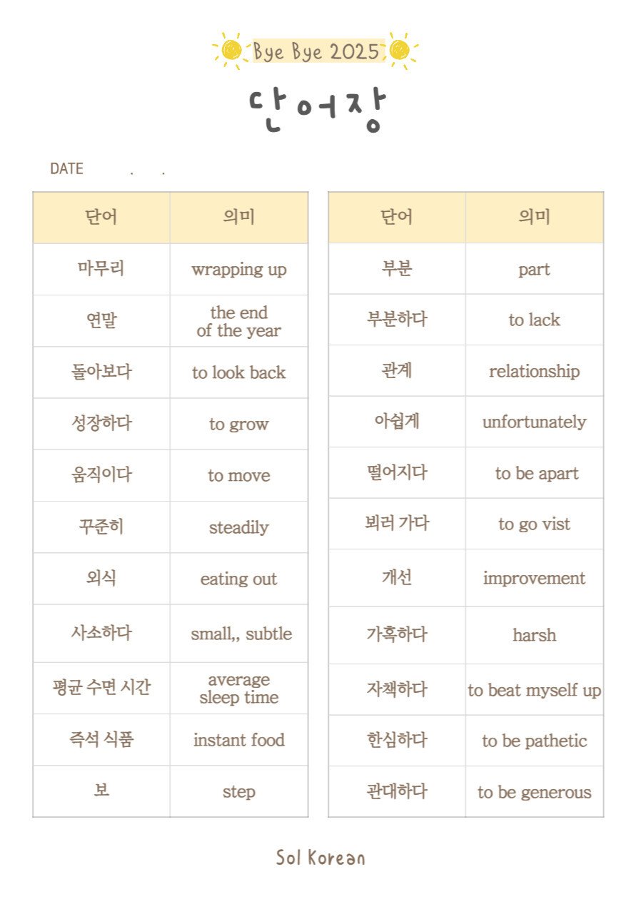 Looking Back on 2025 🌟 | Korean Listening Practice - Sol's Korean